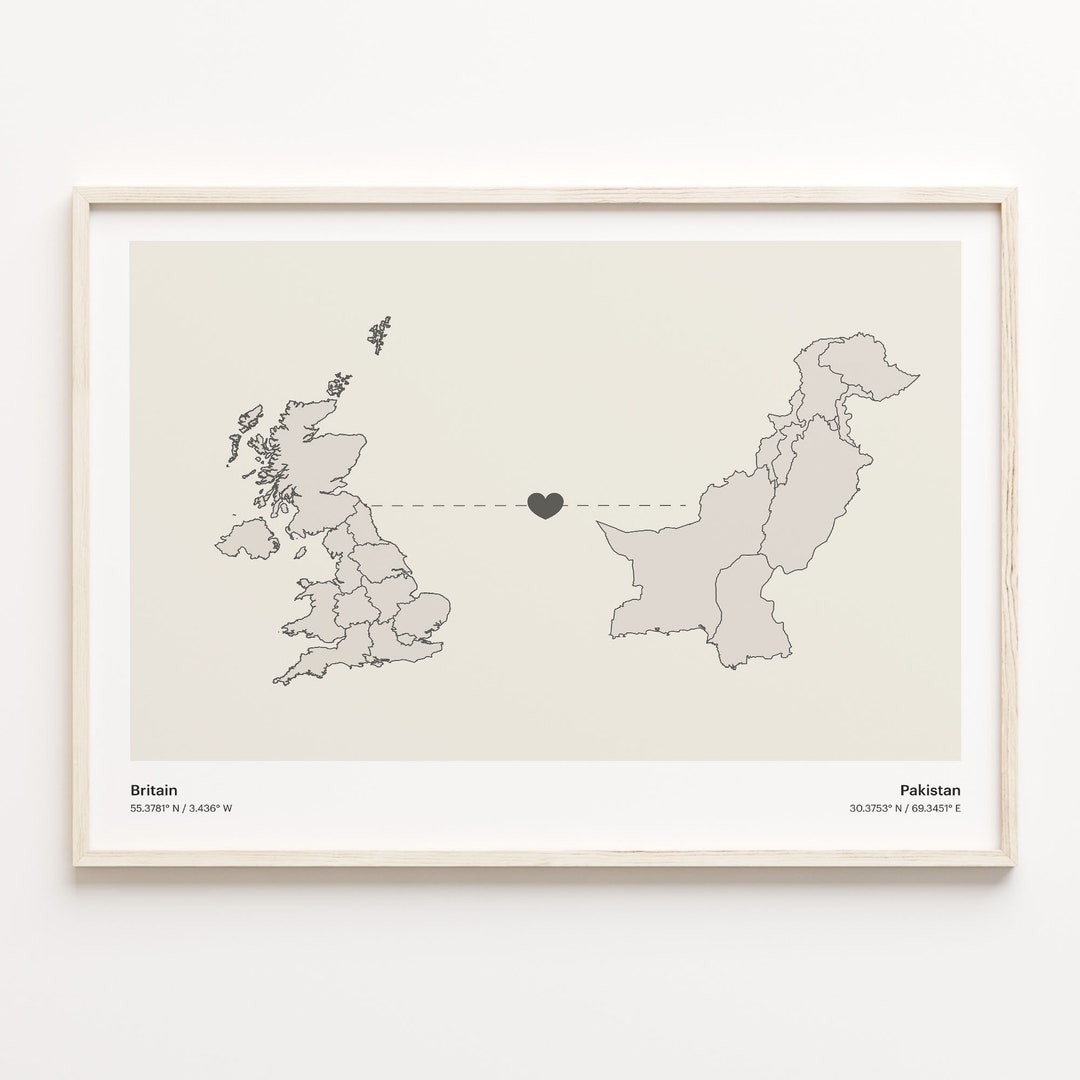 Britain to Pakistan Print, Pakistani Gift, Minimalistic Country ...