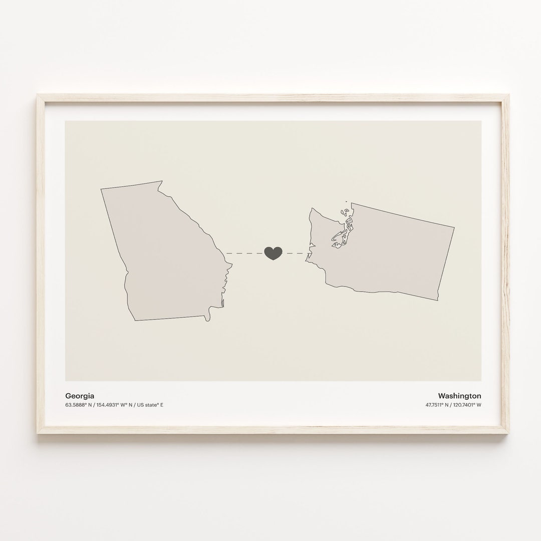 Georgia to Washington Print, Washingtonian Gift, Minimalistic State ...