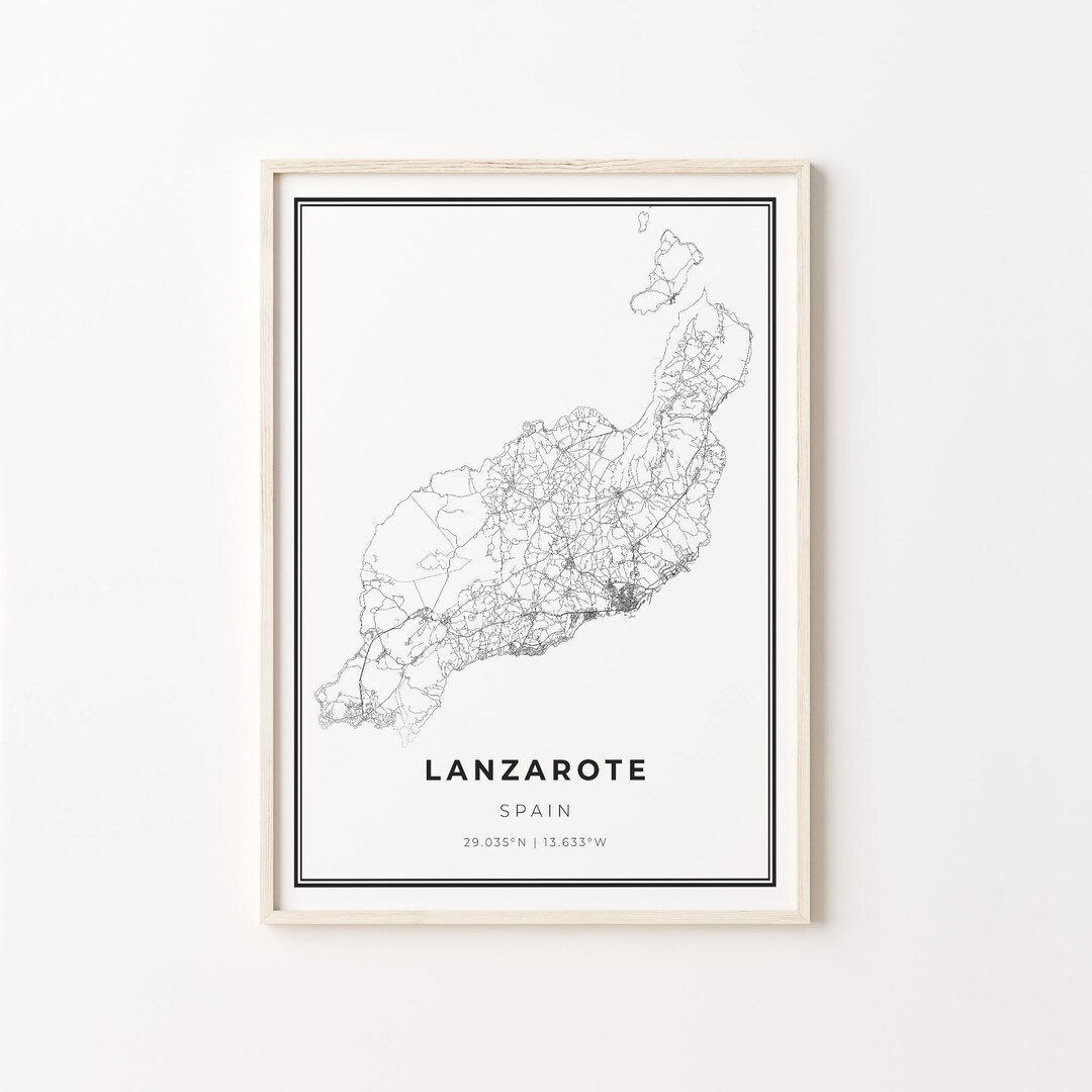 Lanzarote Print, City Map Art Poster, Canary Islands Canarias Spain ...