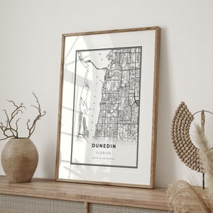 Dunedin Print, City Map Art Poster, Florida FL USA, Wall Art Decor ...