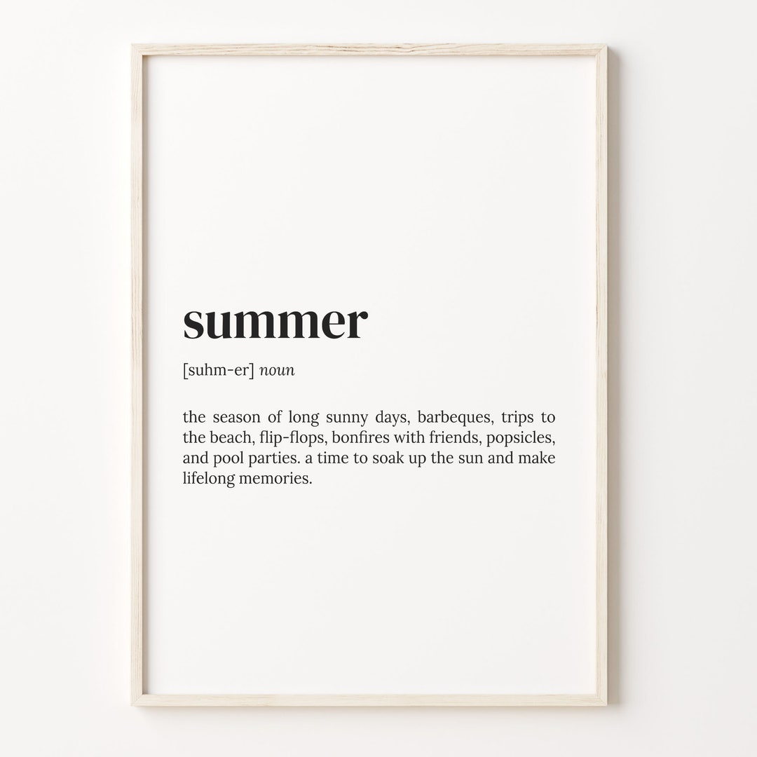 Summer Definition Print, Dictionary Poster, Quote Wall Art, Summer ...