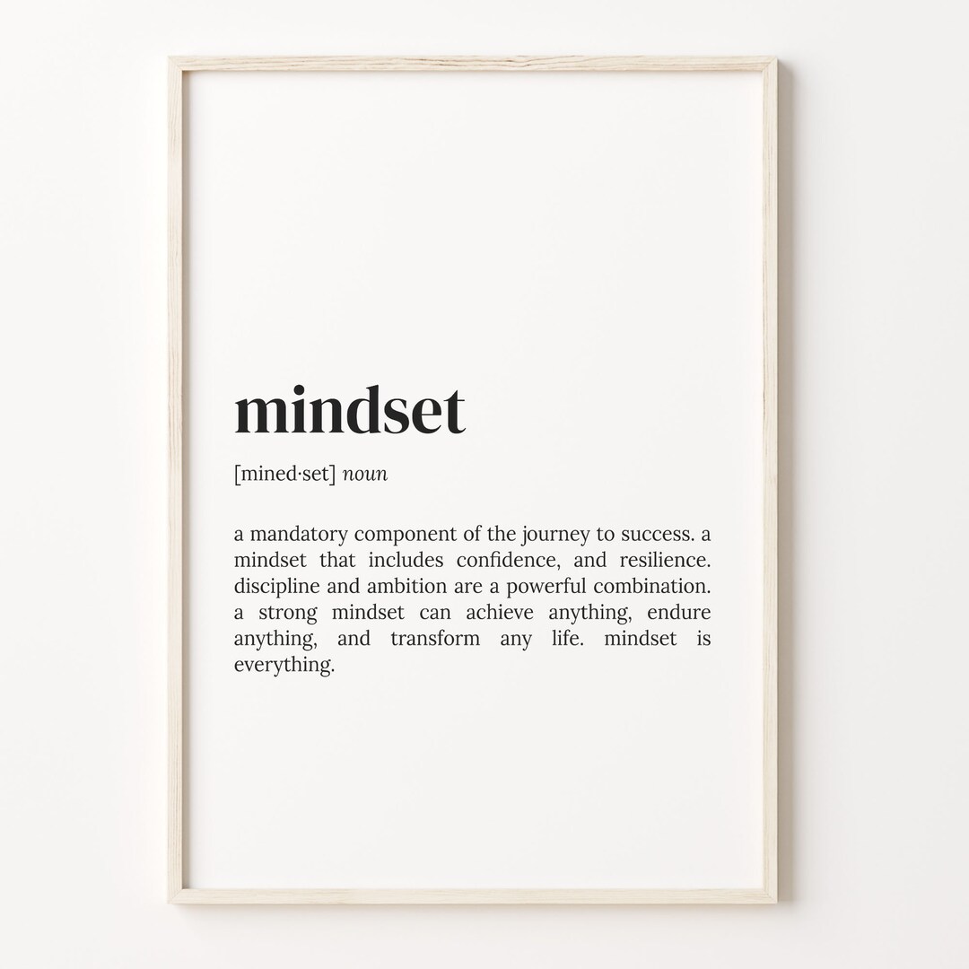 Mindset Definition Print, Dictionary Poster, Quote Wall Art, Mindset ...