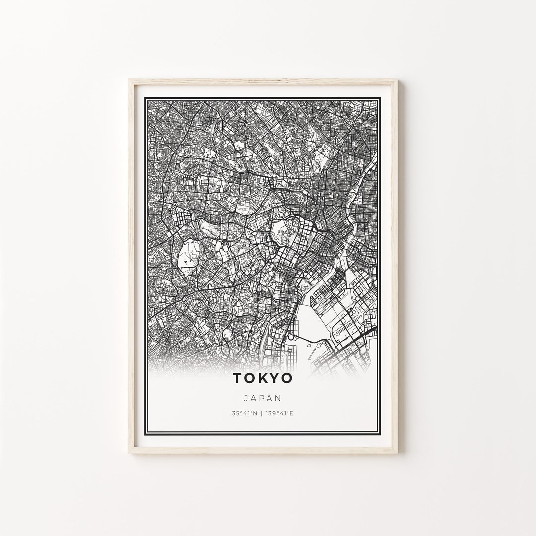 Downtown Tokyo Print, City Map Art Poster, Japan, Wall Art Decor ...