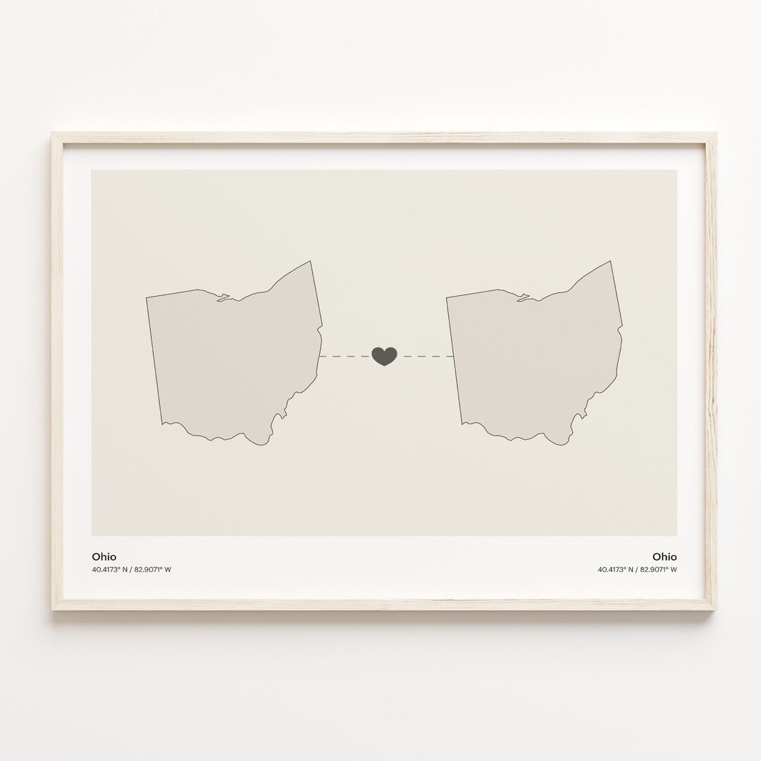 Ohio Connection Map Print: Minimalist State Pride Travel Art - Etsy