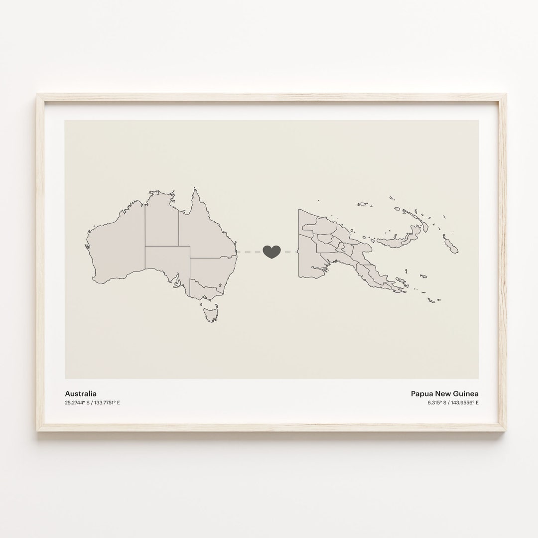 Australia to Papua New Guinea Print, Panamanian Gift, Minimalistic ...
