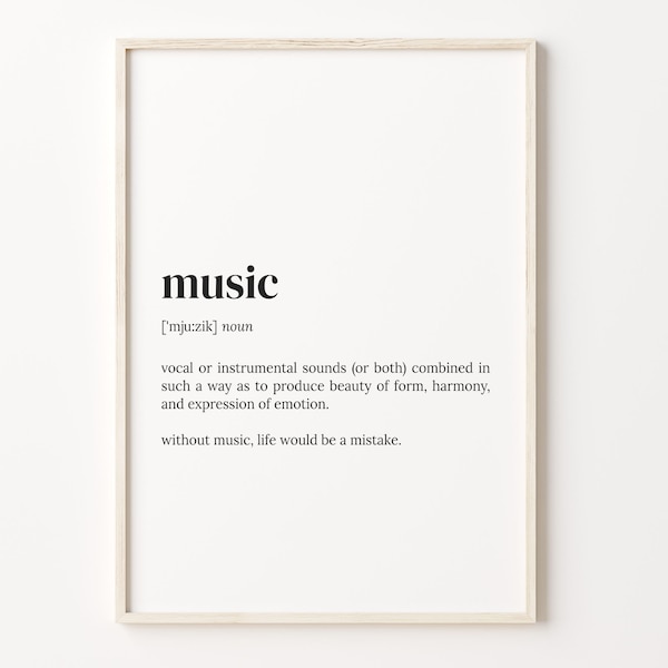 Music Definition Printable Art - Etsy