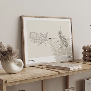 United States to Philippines Print, Filipino Gift, Minimalistic Country ...