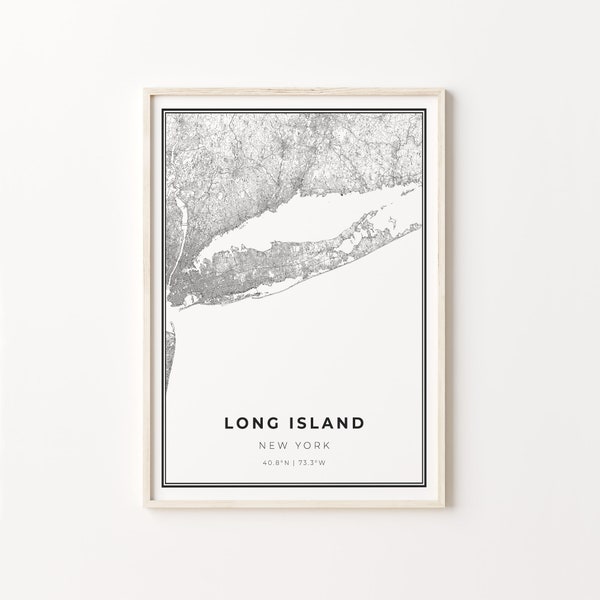 Map of Long Island With Frame - Etsy