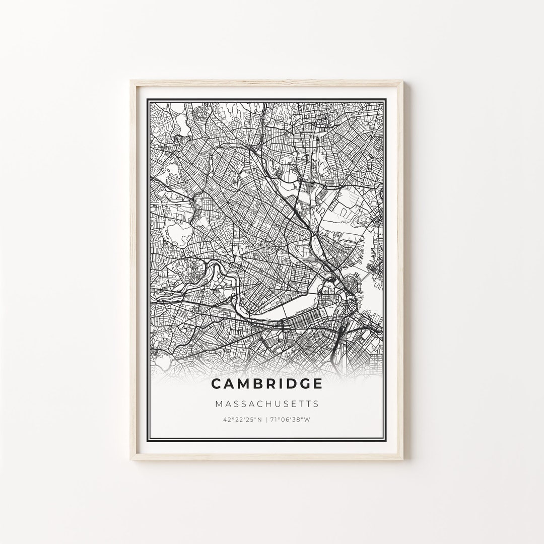 Cambridge Print, City Map Art Poster, Boston Massachusetts MA USA, Wall ...