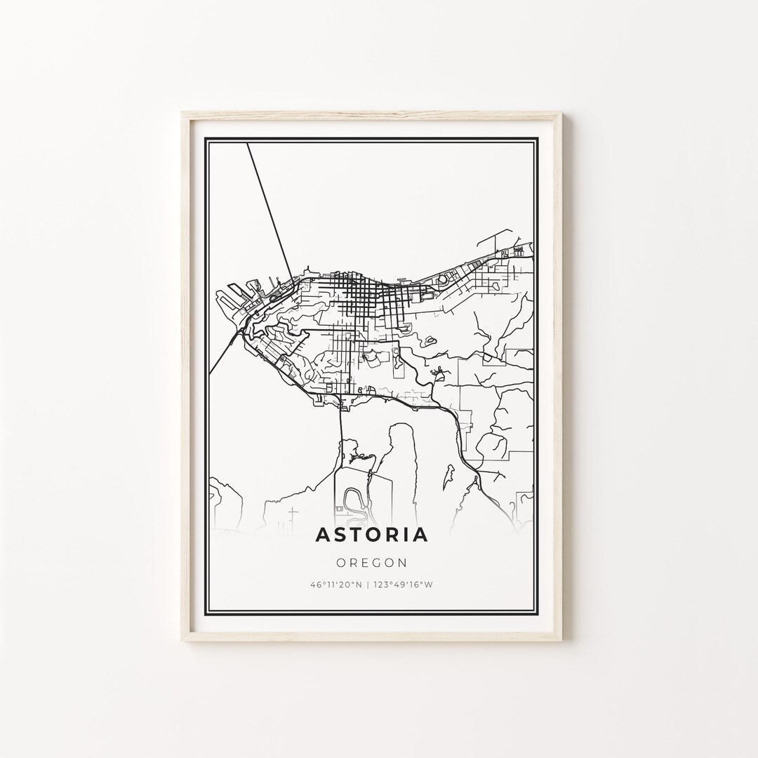 Astoria Print, City Map Art Poster, Oregon OR USA, Wall Art Decor ...