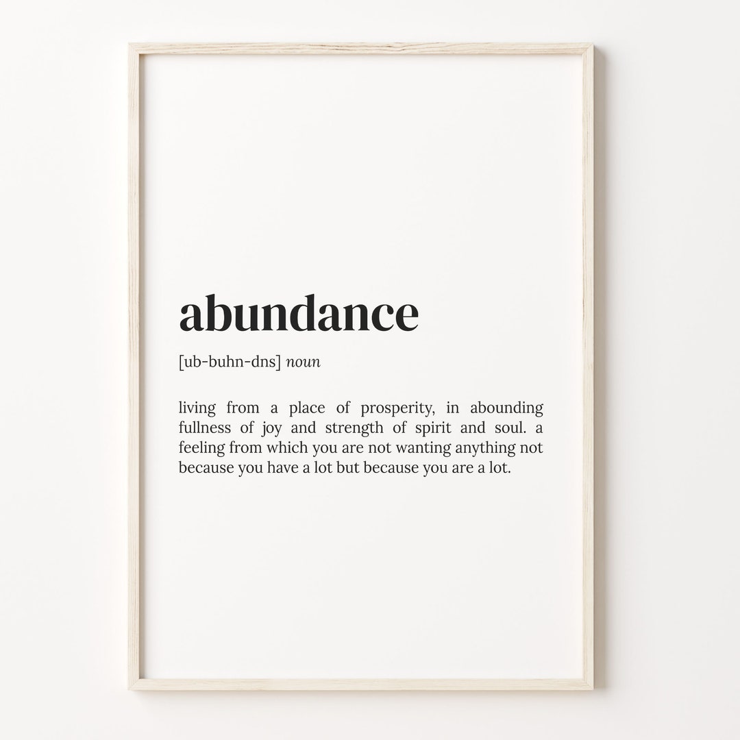 Abundance Definition Print: Dictionary Wall Art - Etsy