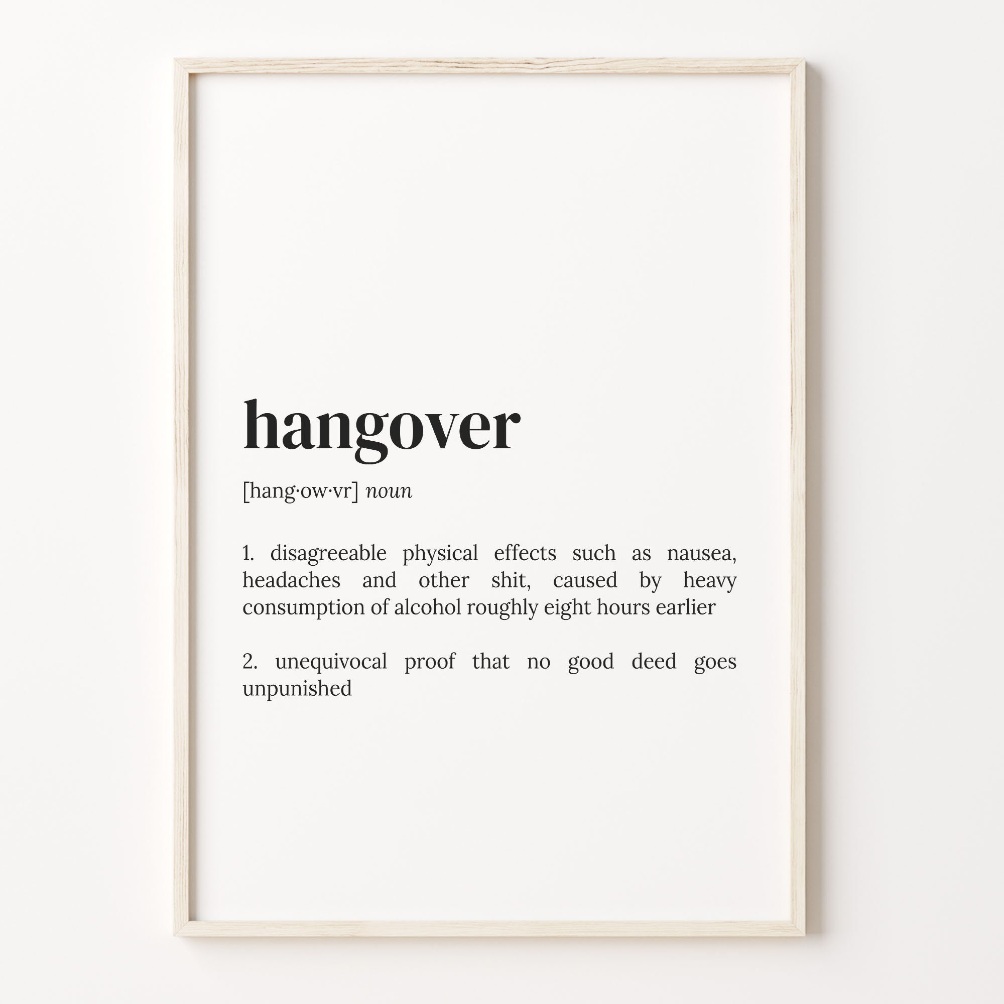 Hangover Definition Print Dictionary Poster Quote Wall Art - Etsy