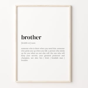 Brother Definition Print, Dictionary Poster, Quote Wall Art, Little ...
