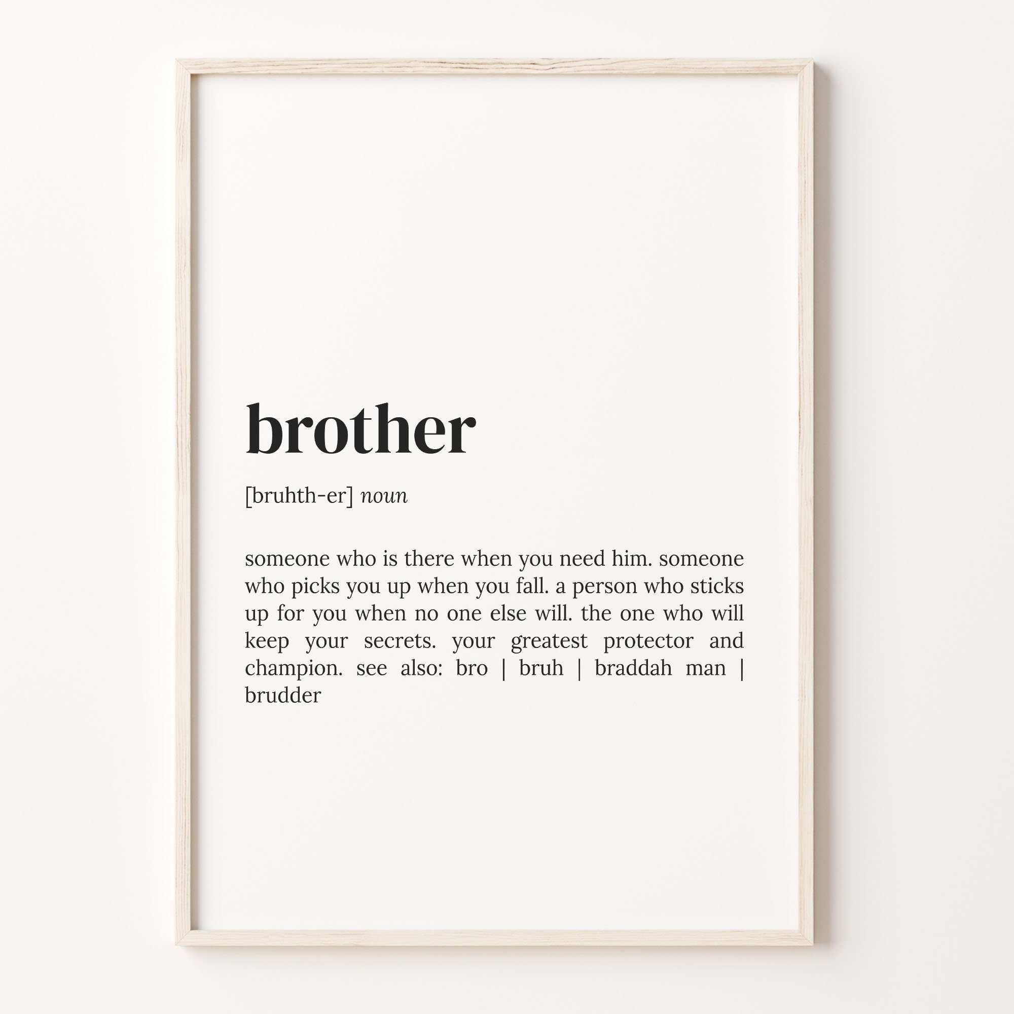 Brother Definition Print, Dictionary Poster, Quote Wall Art, Little ...