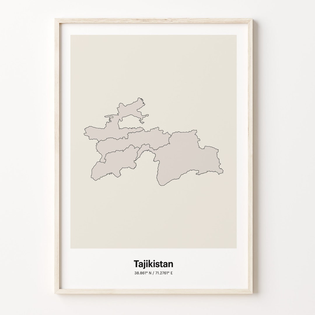 Tajikistan Print, Tajikistani Gift, Minimalistic Country Map Poster, TJ ...