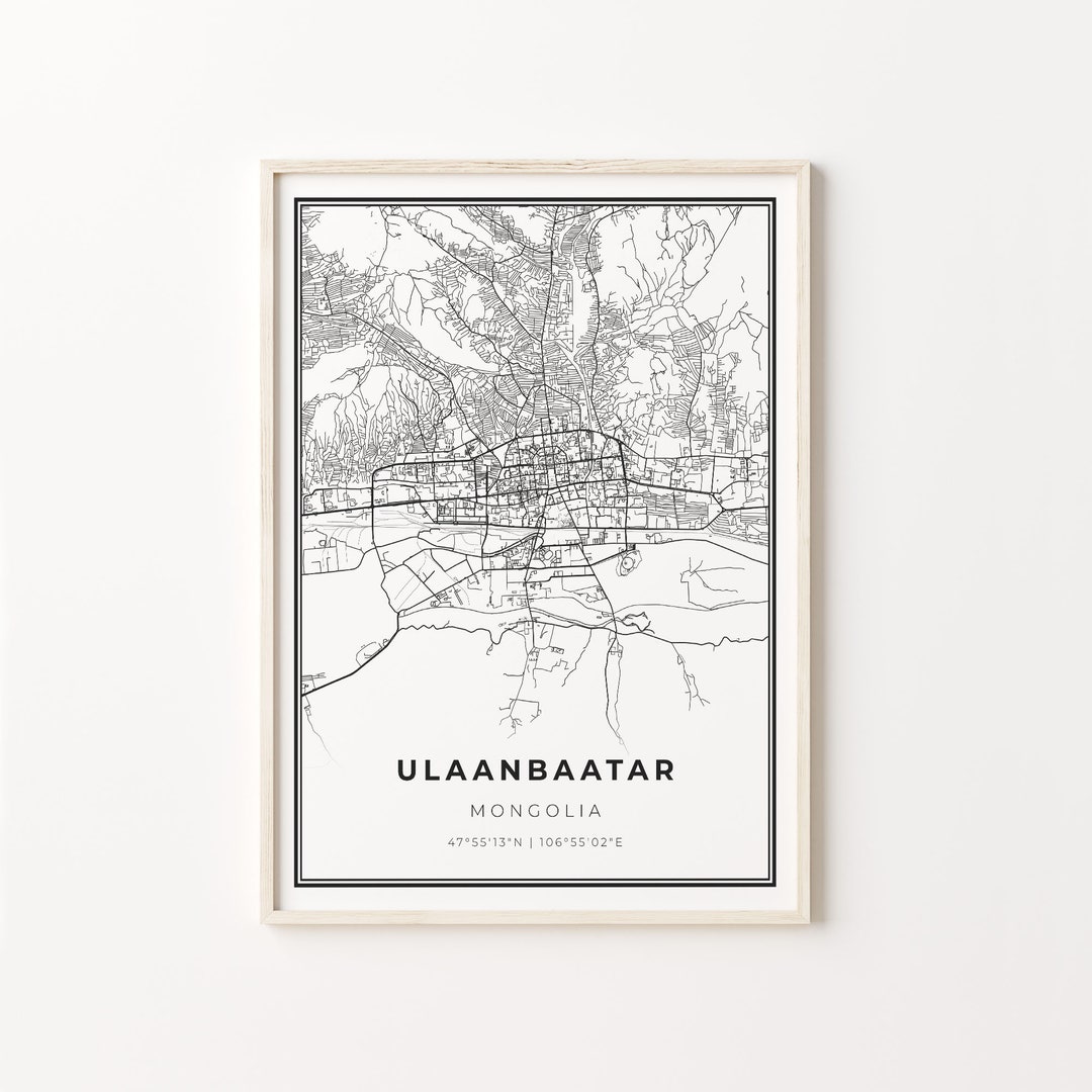 Ulaanbaatar Print, City Map Art Poster, Mongolia, Wall Art Decor ...