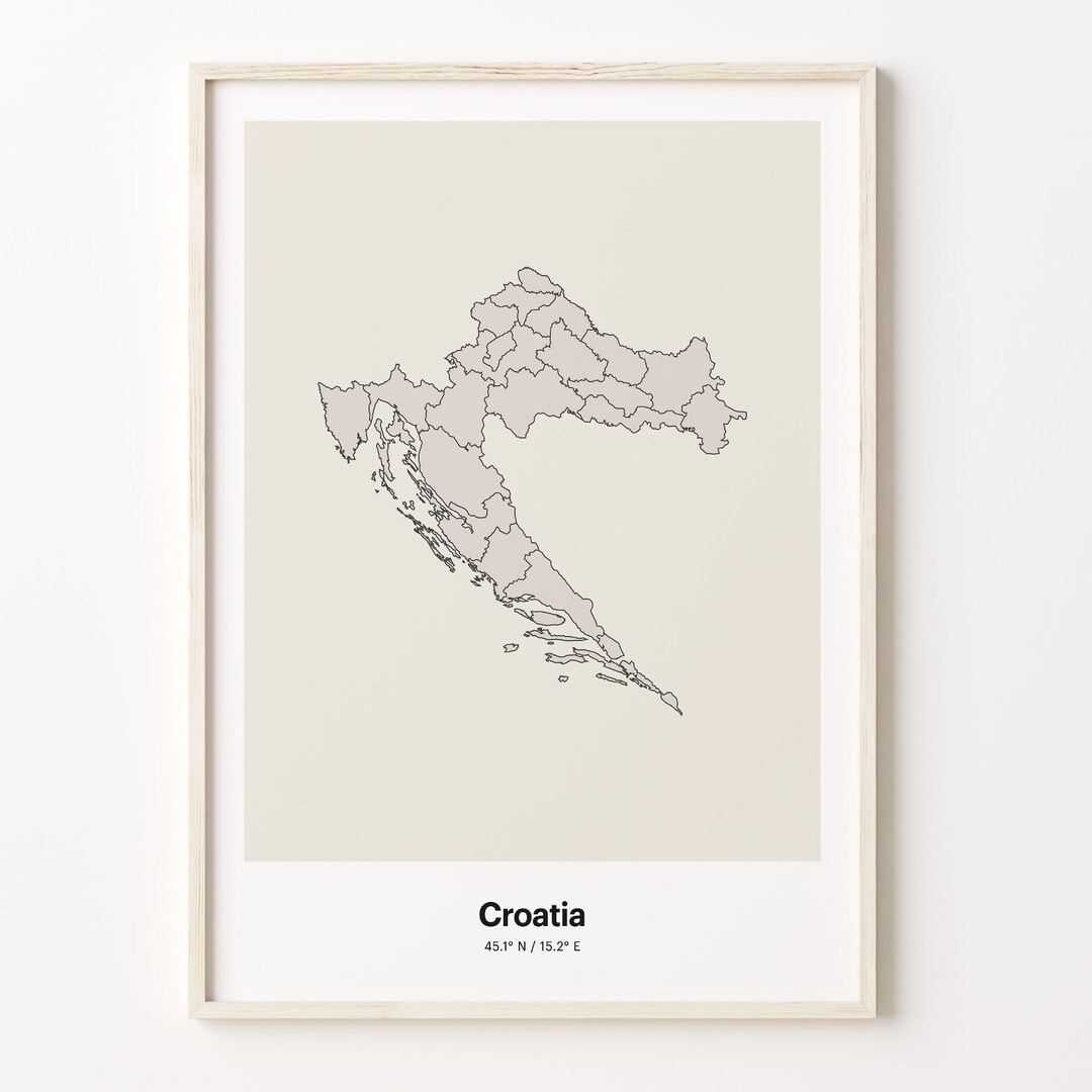 Croatia Print, Croatian Gift, Minimalistic Country Map Poster, HR Line ...