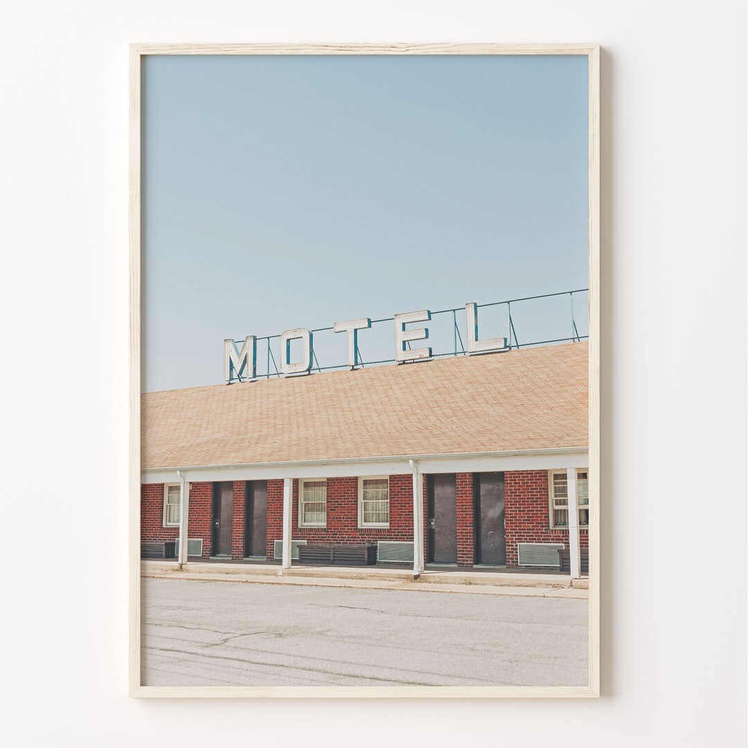 Vintage Motel Colorful Poster Print, Vintage Motel Photo Wall Art, Wall ...