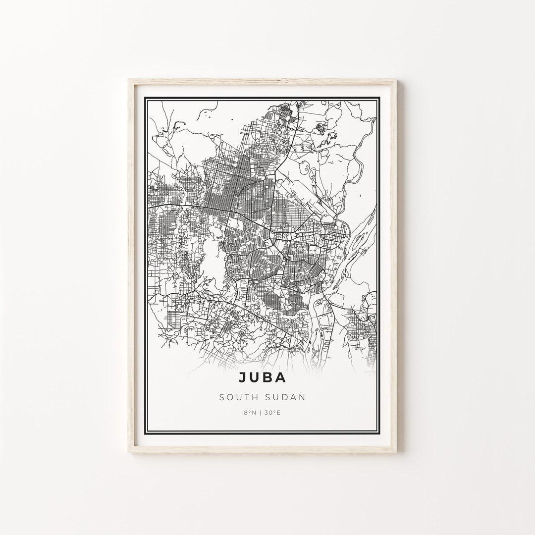 Juba Print, City Map Art Poster, South Sudan, Wall Art Decor, Modern ...