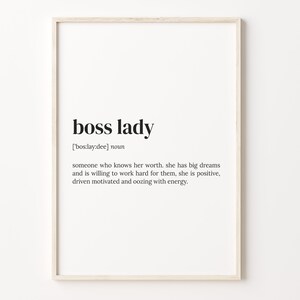 Boss Lady Definition Print, Dictionary Poster, Quote Wall Art, Boss ...