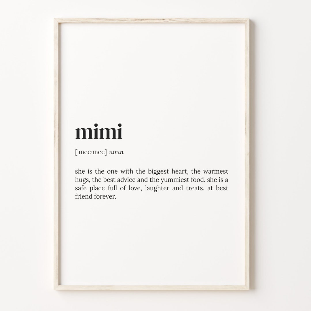 Mimi Definition Print: Grandma Gift, Quote Wall Art - Etsy