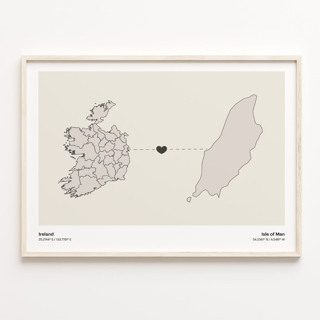Ireland to Isle of Man Print, Irish Gift, Minimalistic Country ...