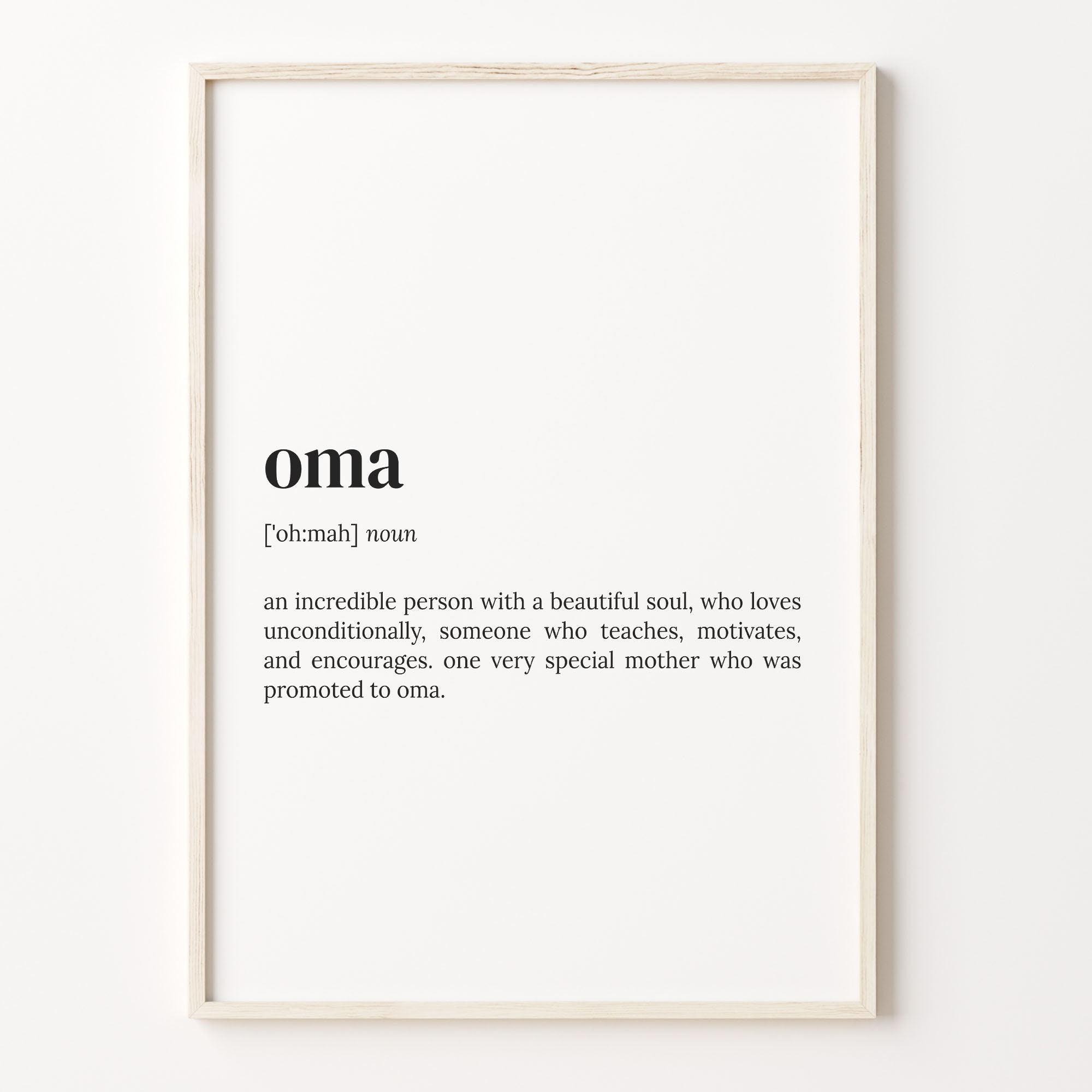 Oma Definition Print Dictionary Poster Quote Wall Art Oma - Etsy