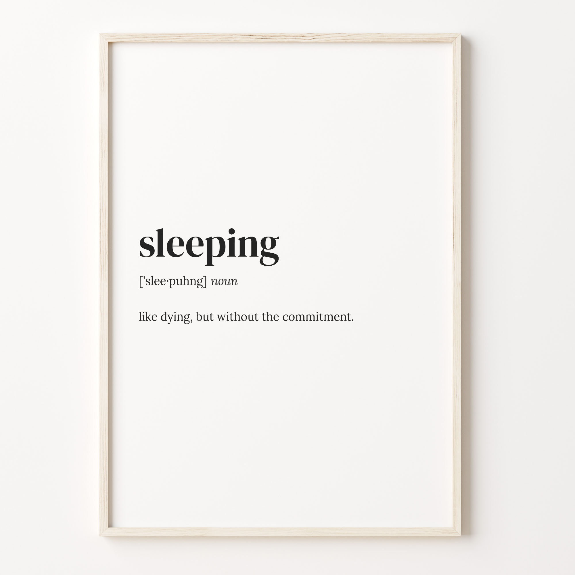 Sleeping Definition Print, Dictionary Poster, Quote Wall Art, Funny ...