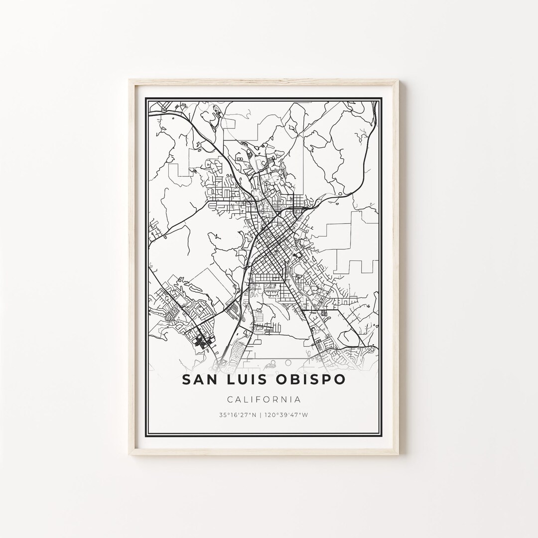 San Luis Obispo Print, City Map Art Poster, California CA USA, Wall Art ...