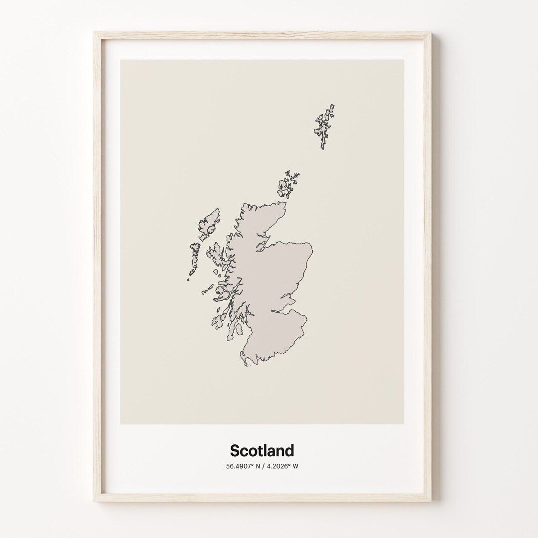 Scotland Print, Scottish Gift, Minimalistic Country Map Poster, GB Line ...
