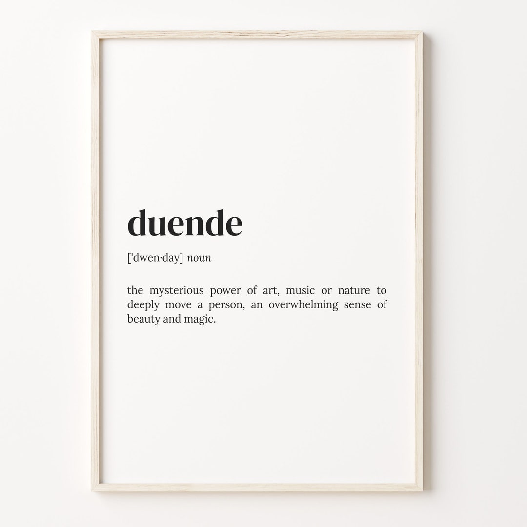 Duende Definition Print, Dictionary Poster, Quote Wall Art, Artist ...