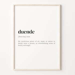 Duende Definition Print: Dictionary Wall Art for Art Lovers - Etsy