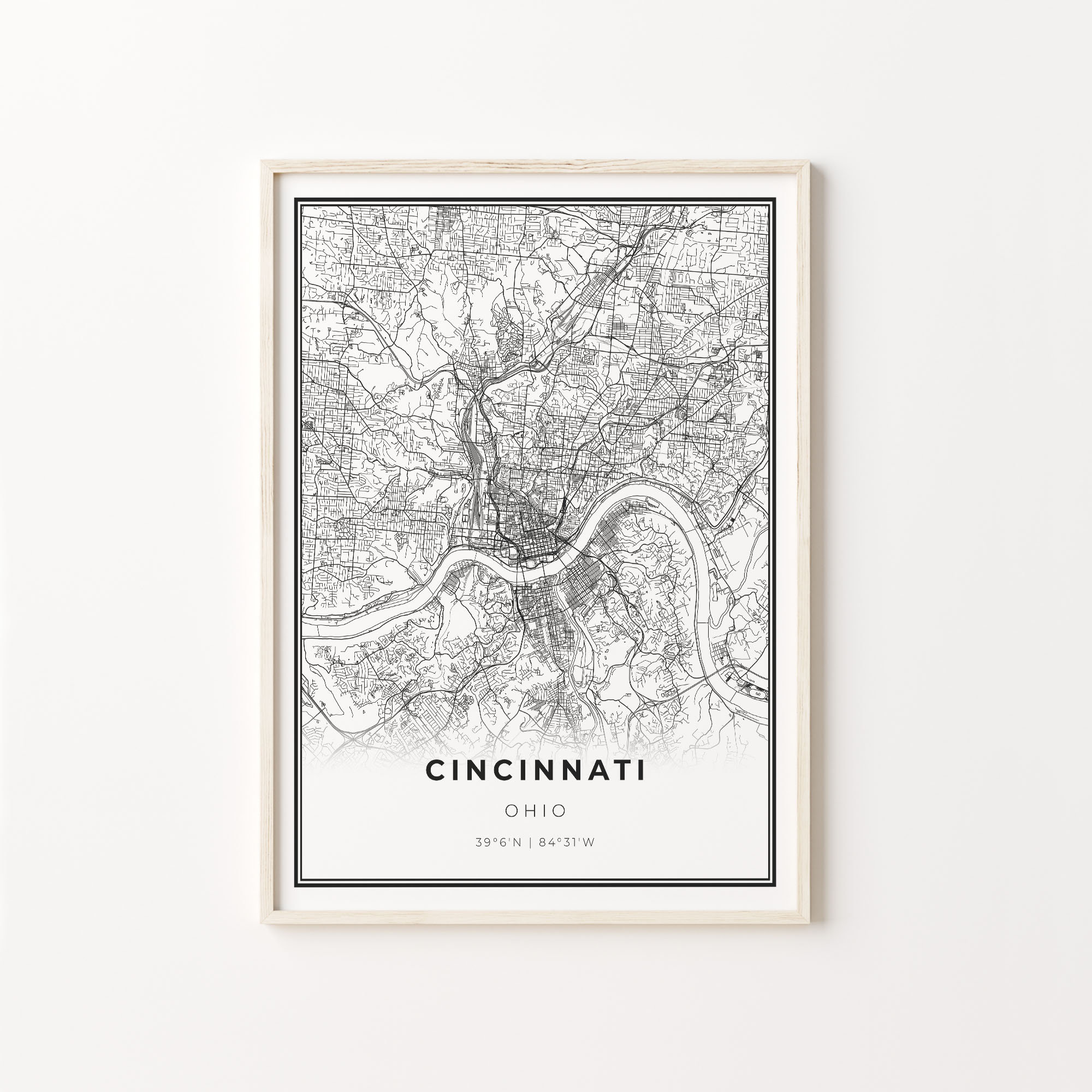 Cincinnati Print City Map Art Poster Ohio OH USA Wall Art - Etsy