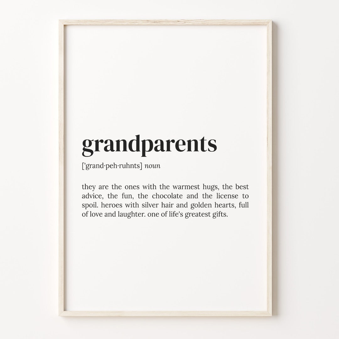 Grandparents Definition Print, Dictionary Poster, Quote Wall Art ...