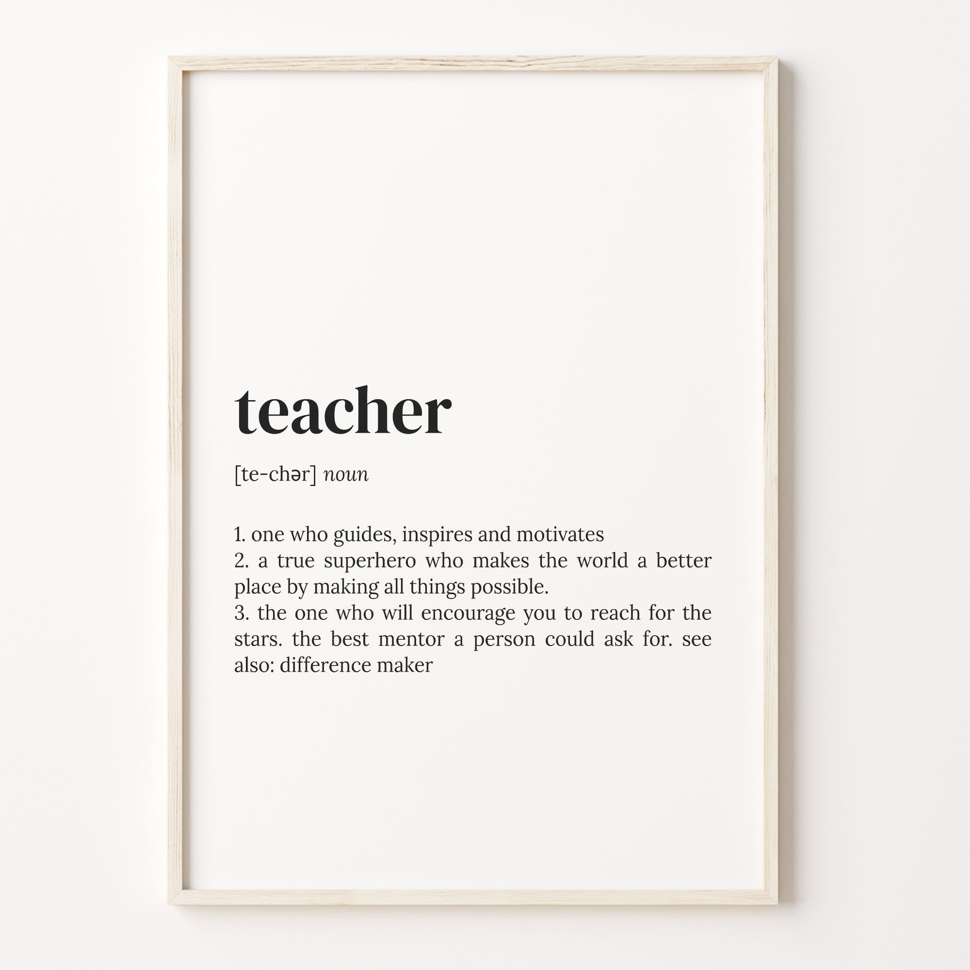 Teacher Definition Print, Dictionary Poster, Quote Wall Art, Teacher ...
