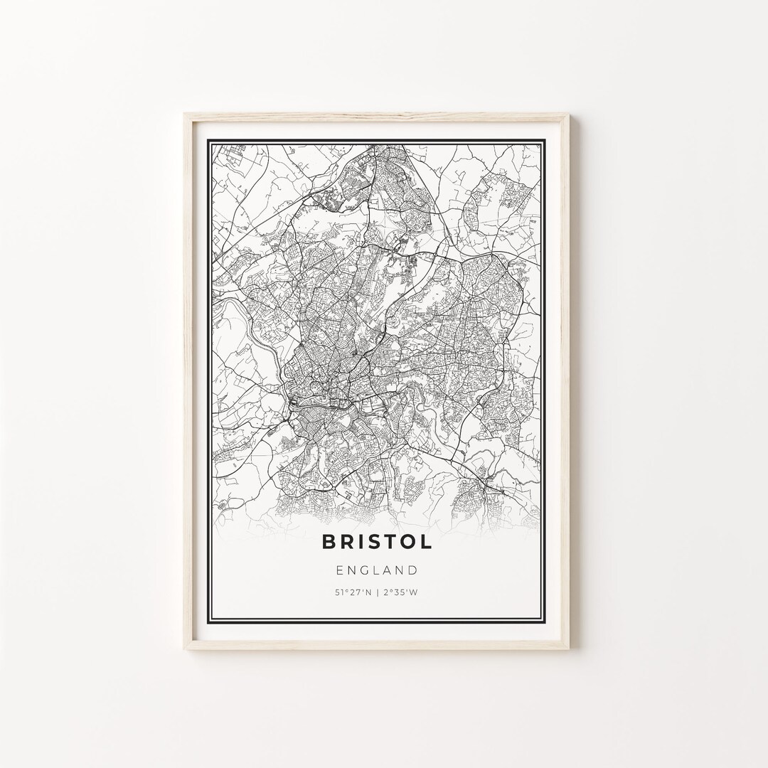 Bristol Print, City Map Art Poster, England United Kingdom UK, Wall Art ...