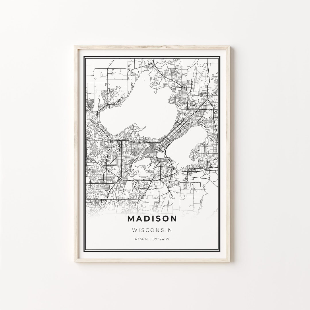 Madison Print, City Map Art Poster, Wisconsin WI USA, Wall Art Decor ...