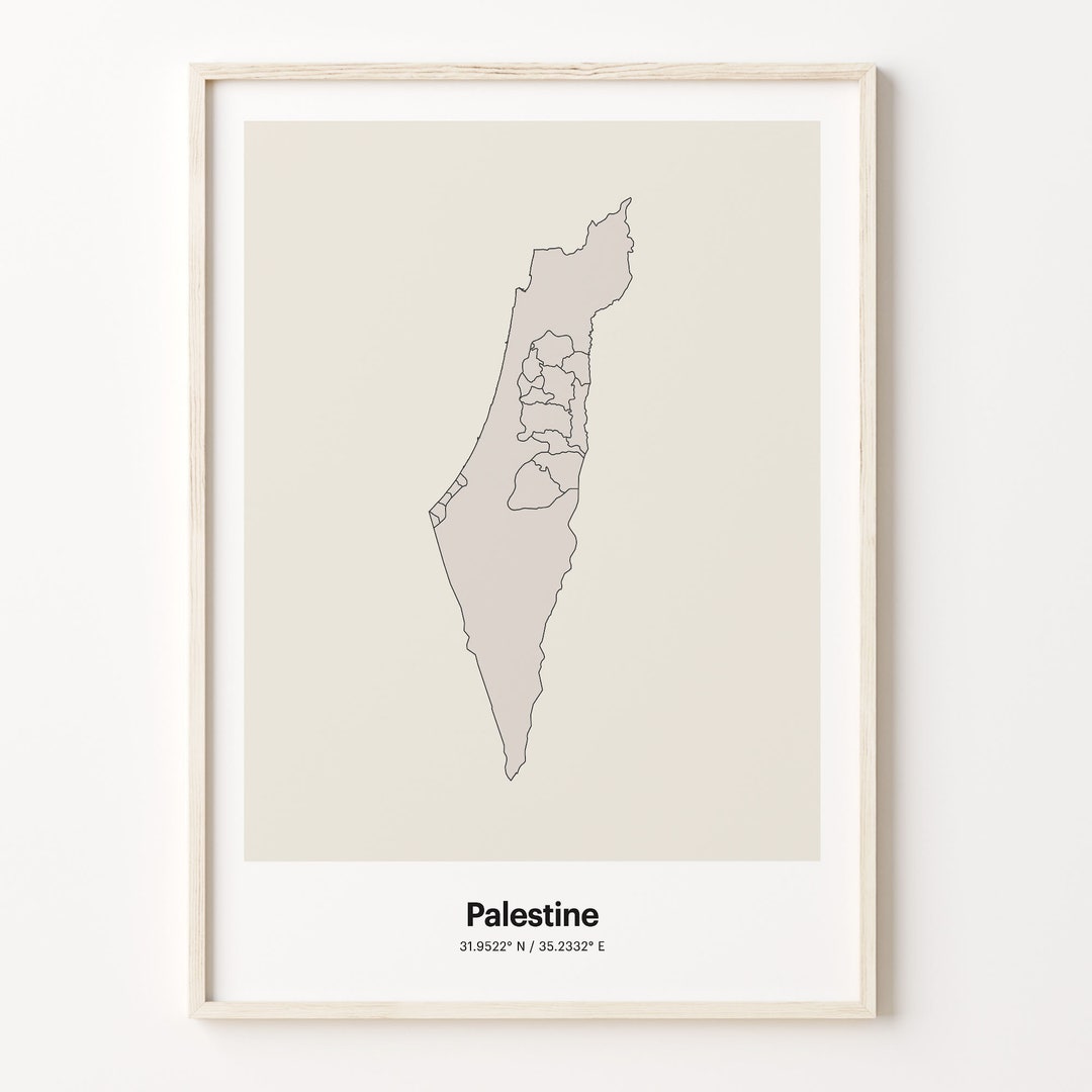 Palestine Print, Palestinian Gift, Minimalistic Country Map Poster, PS ...