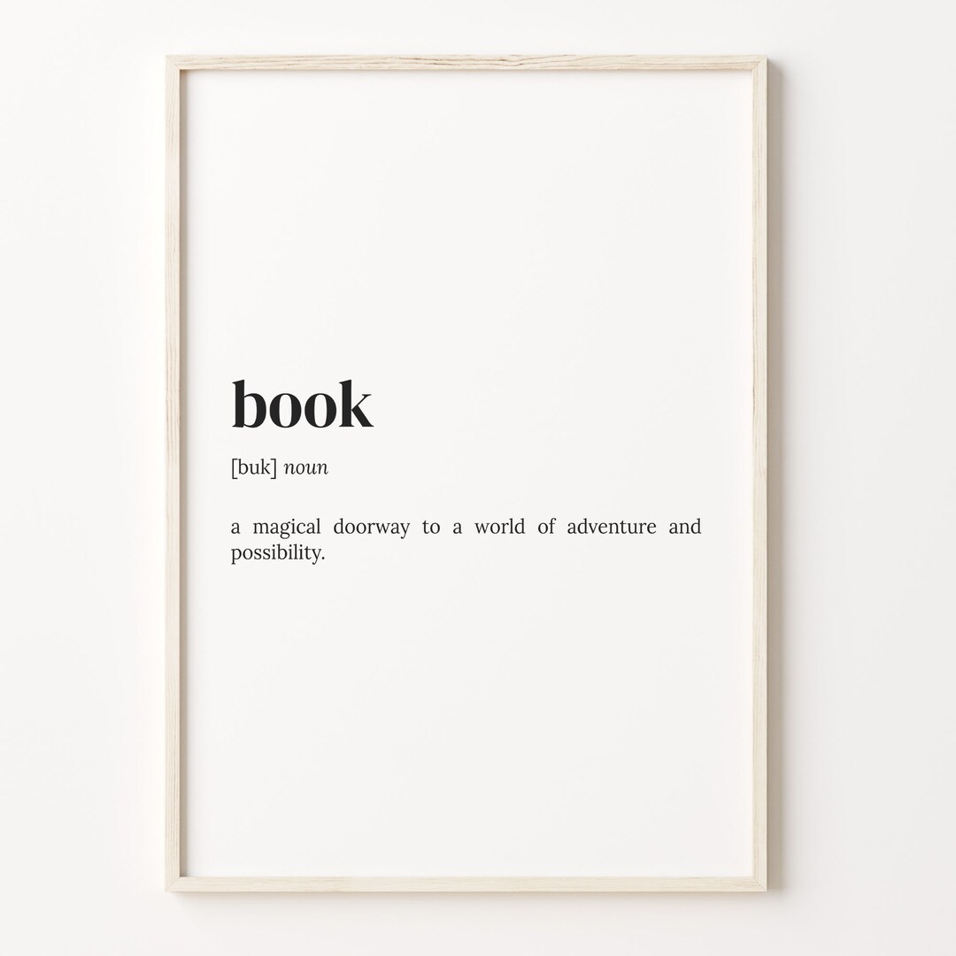 Book Definition Print, Dictionary Poster, Quote Wall Art, Gift for Kids ...
