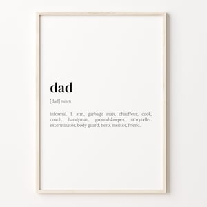 Dad Definition Print: Dictionary Wall Art, Gift for Husband - Etsy
