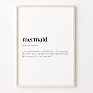 Mermaid Definition Print, Dictionary Poster, Quote Wall Art, Mermaid ...