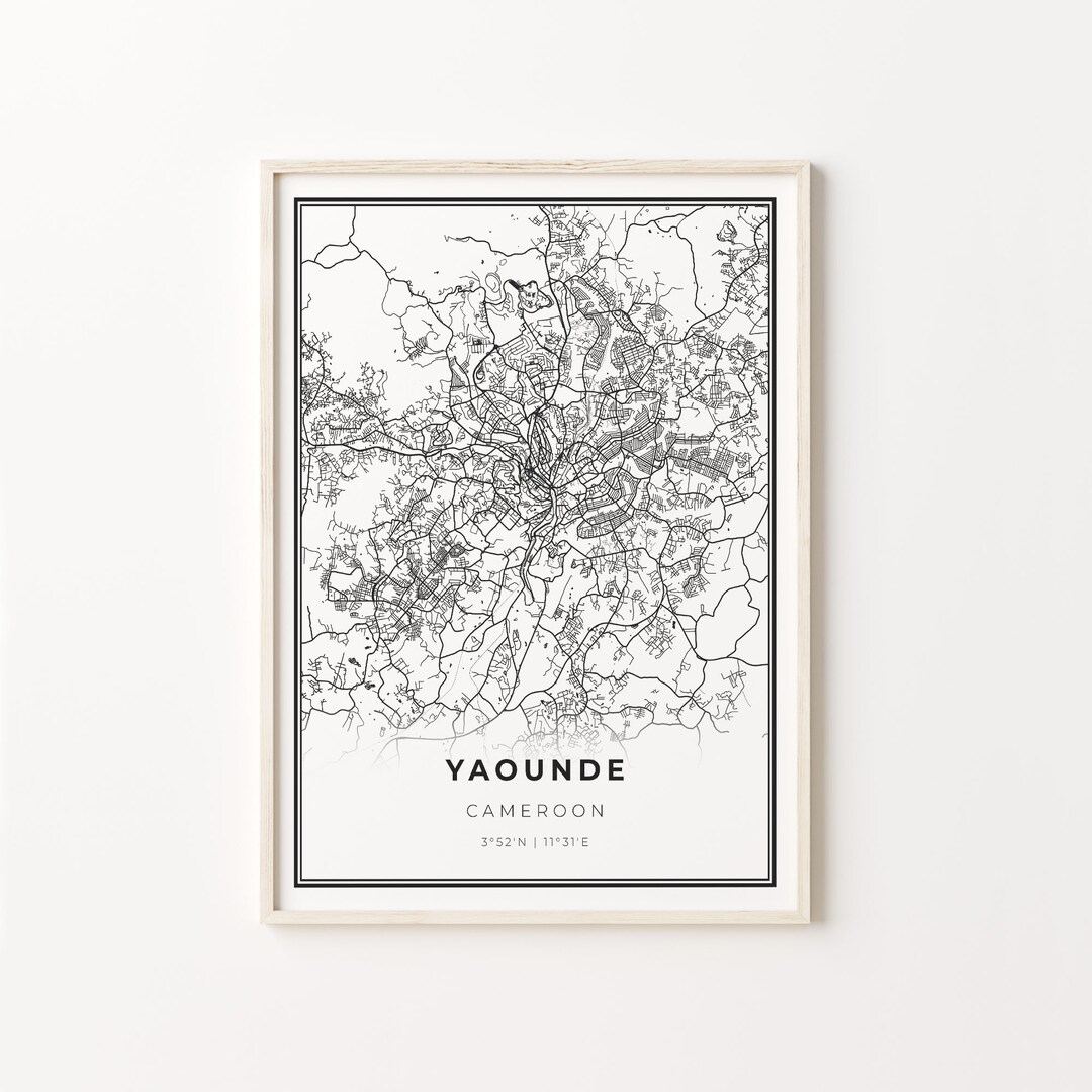 Yaounde Print, City Map Art Poster, Cameroon, Wall Art Decor, Modern ...