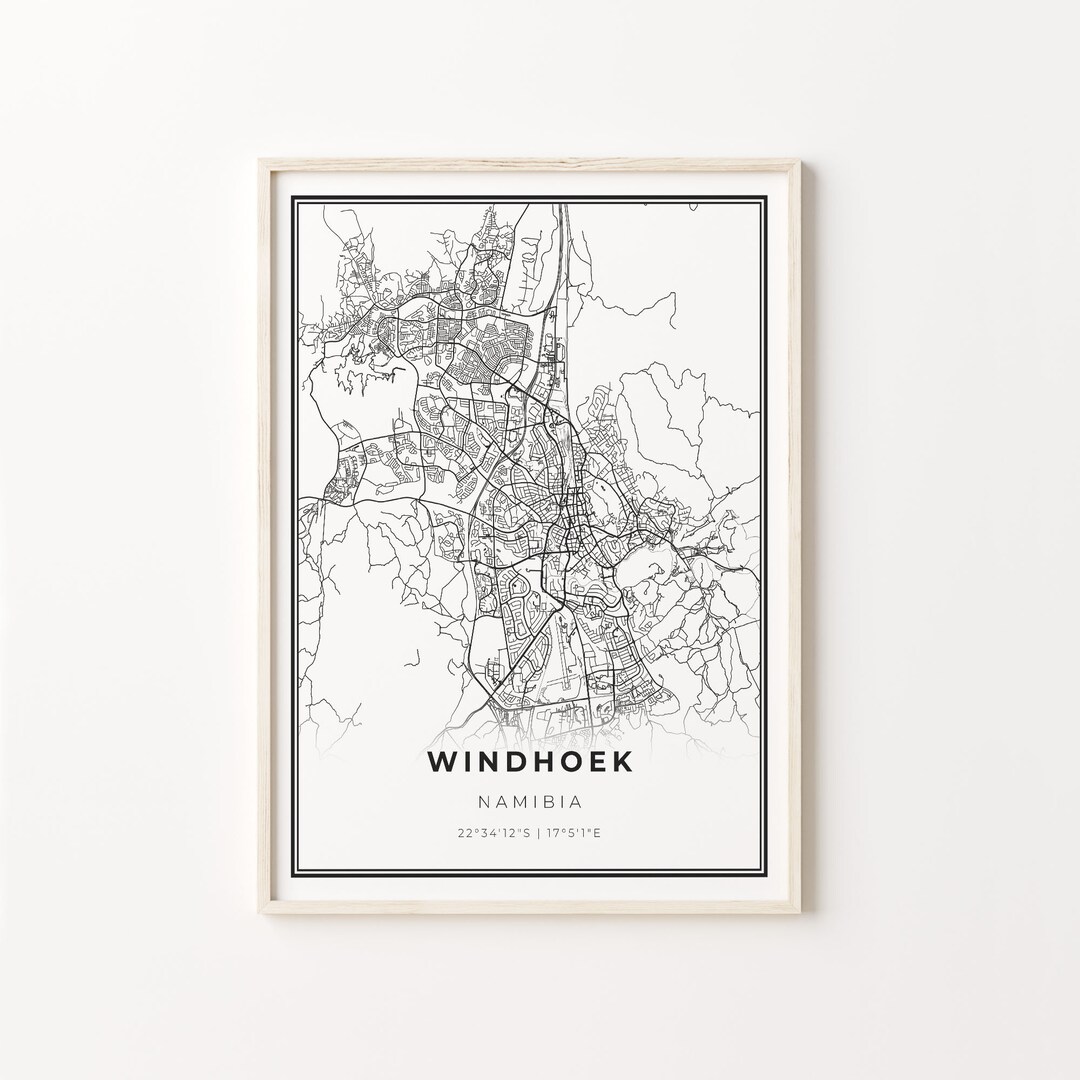 Windhoek Print, City Map Art Poster, Namibia, Wall Art Decor, Modern ...
