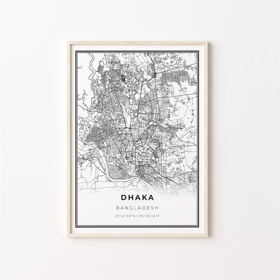 Dhaka Print, City Map Art Poster, Bangladesh, Wall Art Decor, Modern ...
