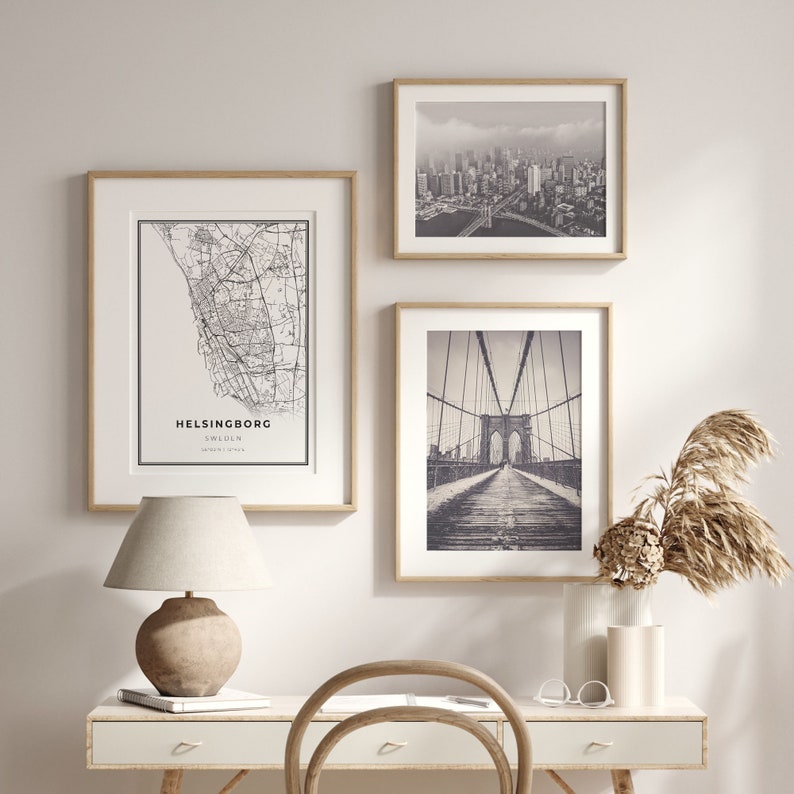 Helsingborg Sweden Map Print: Modern Black and White Wall Art - Etsy
