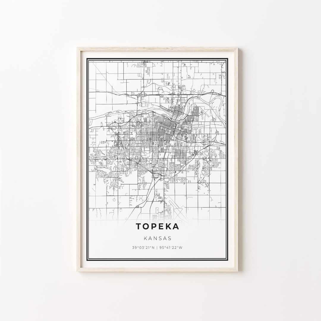 Topeka Print, City Map Art Poster, Kansas KS USA, Wall Art Decor ...