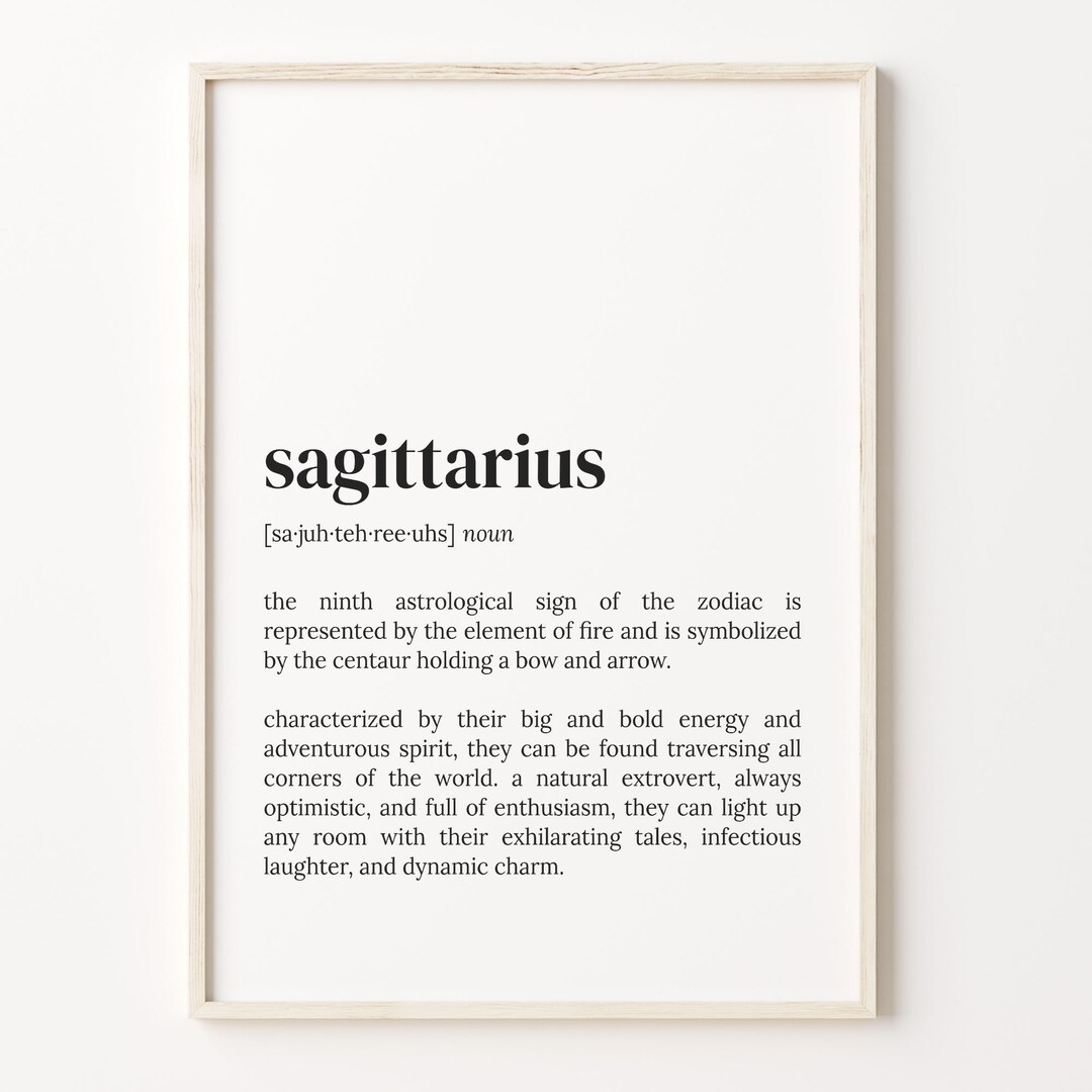 Sagittarius Definition Print, Dictionary Poster, Quote Wall Art ...