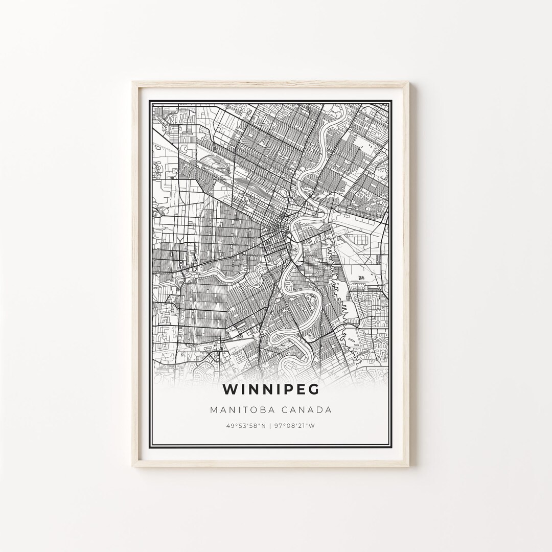 Winnipeg Print, City Map Art Poster, Manitoba MB Canada, Wall Art Decor ...