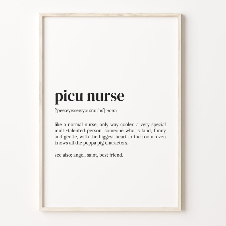 Picu Nurse Definition Print Dictionary Poster Quote Wall - Etsy
