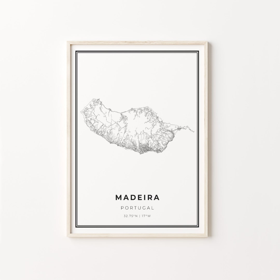 Madeira Print, City Map Art Poster, Portugal, Wall Art Decor, Modern ...